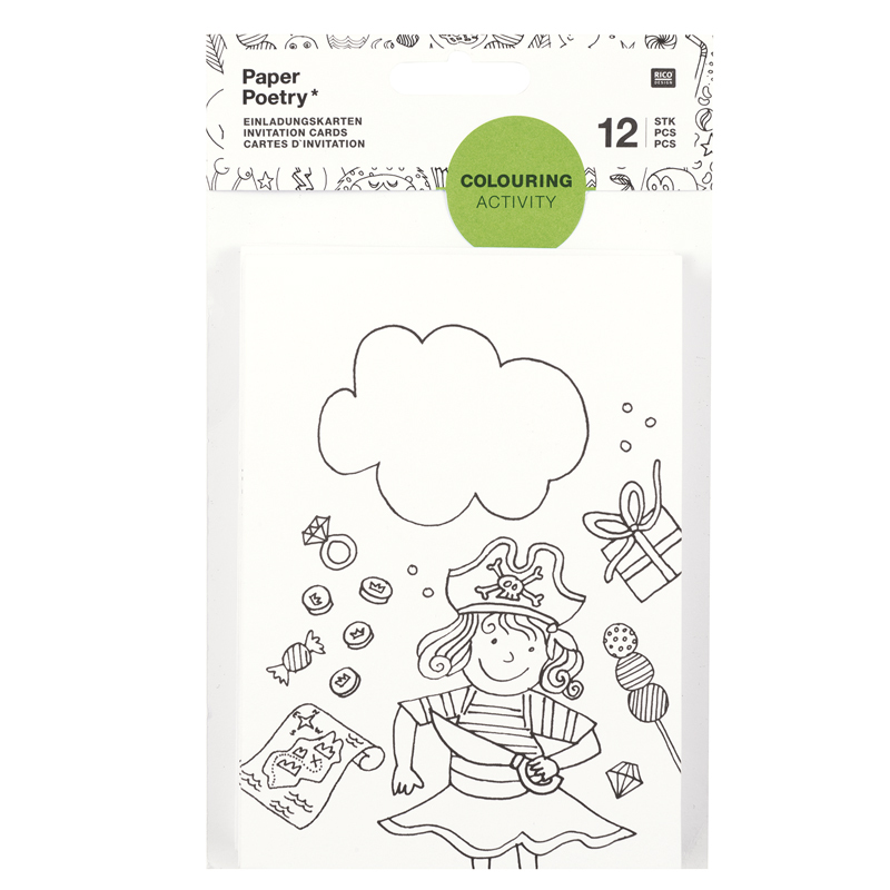 Uitnodigingskaarten Colouring Activity - 12 set - Rico Design - Paper ...